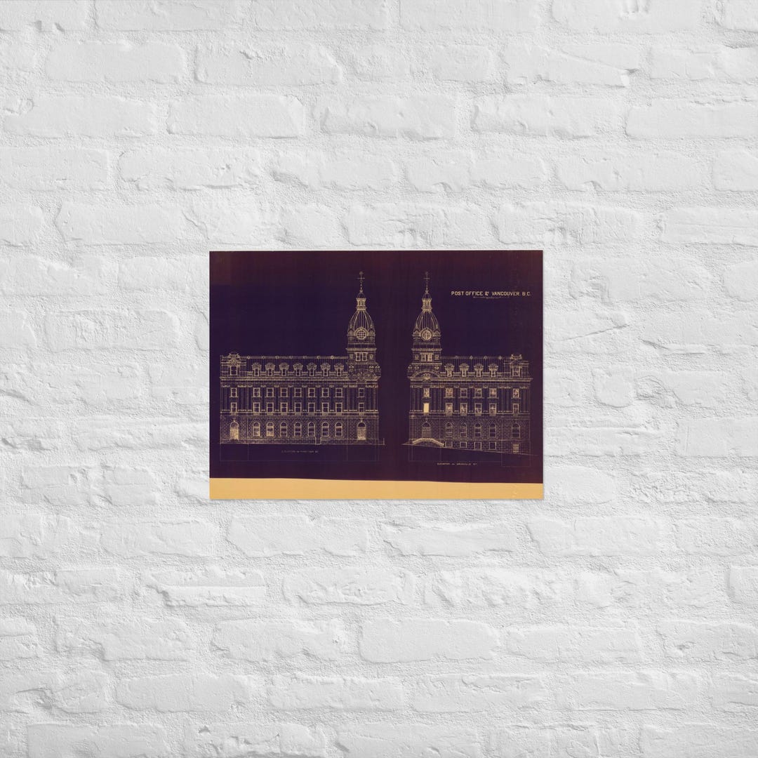 Blueprint Poster - 1905 Elevation of Vancouver, Canada's Central Post ...