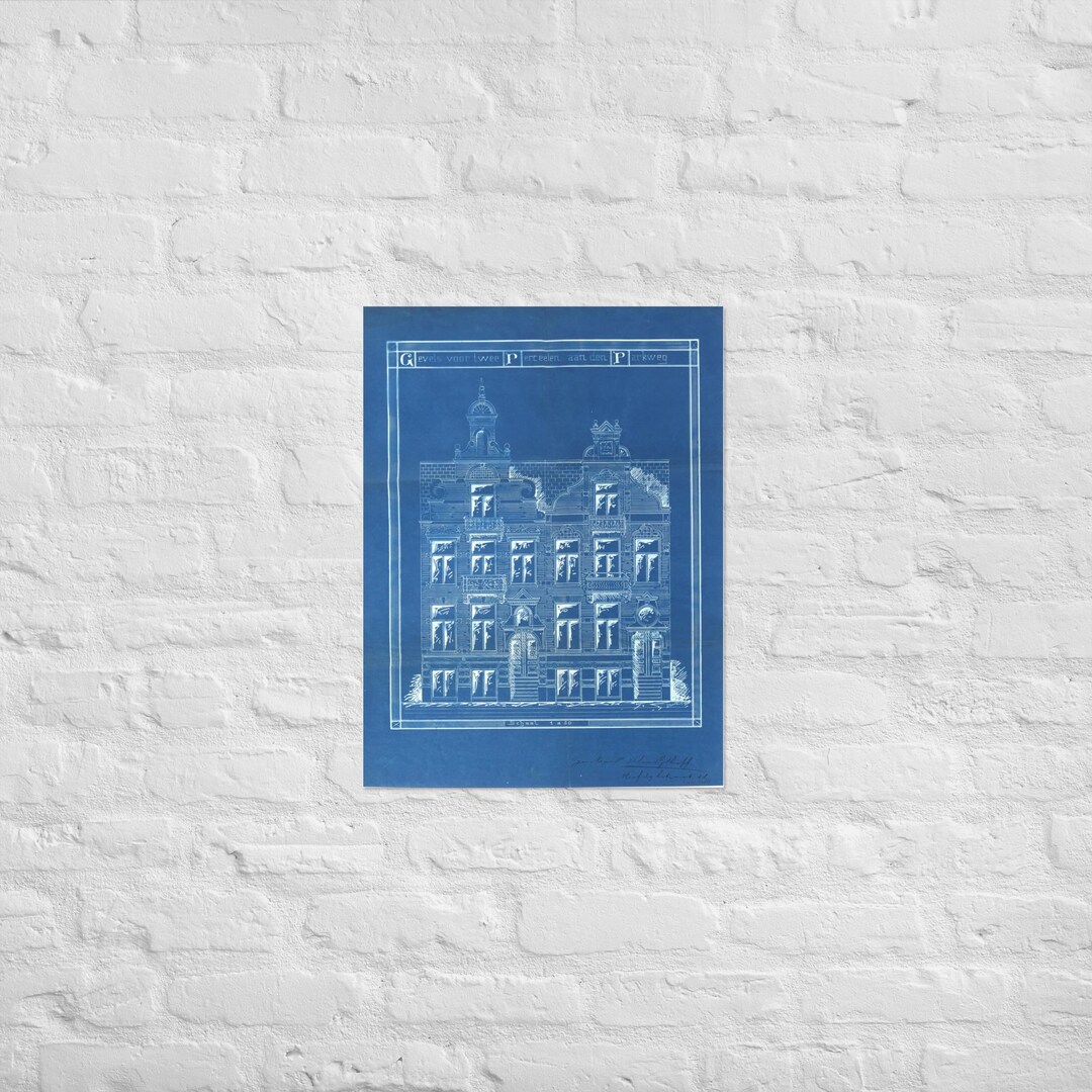 Blueprint Poster - 1896 Amsterdam Apartment Block - Vintage ...