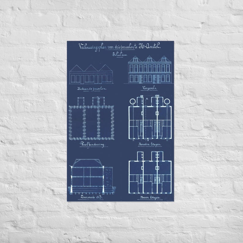 Blueprint Poster - 1896 Amsterdam Apartment Block - Vintage ...