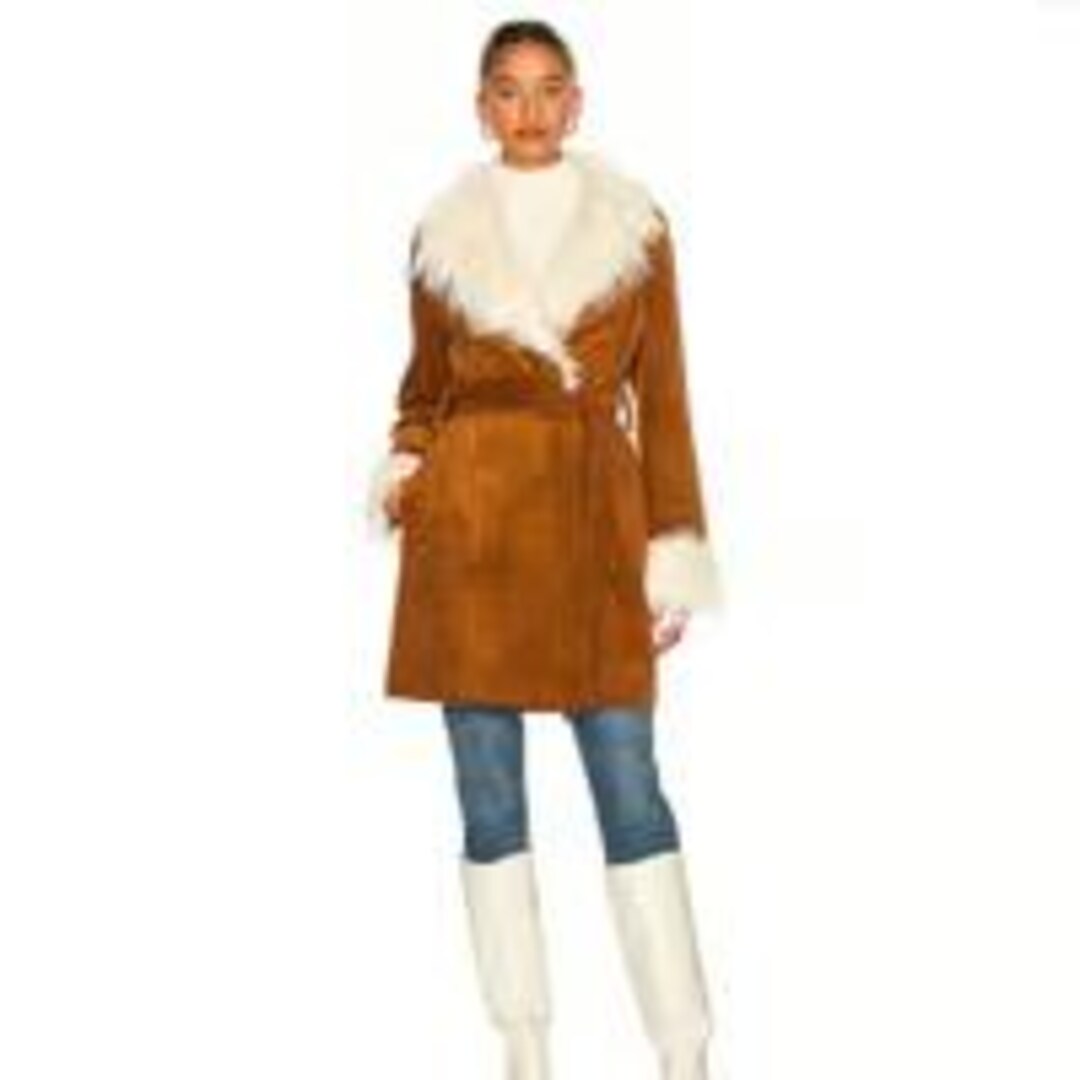 Women Handmade Long Penny Lane Coat With Shearling Fur | Handmade Brown ...