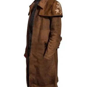 Handmade Fallout NCR Veteran Ranger Trench Coat Brown Suede Leather A7 ...