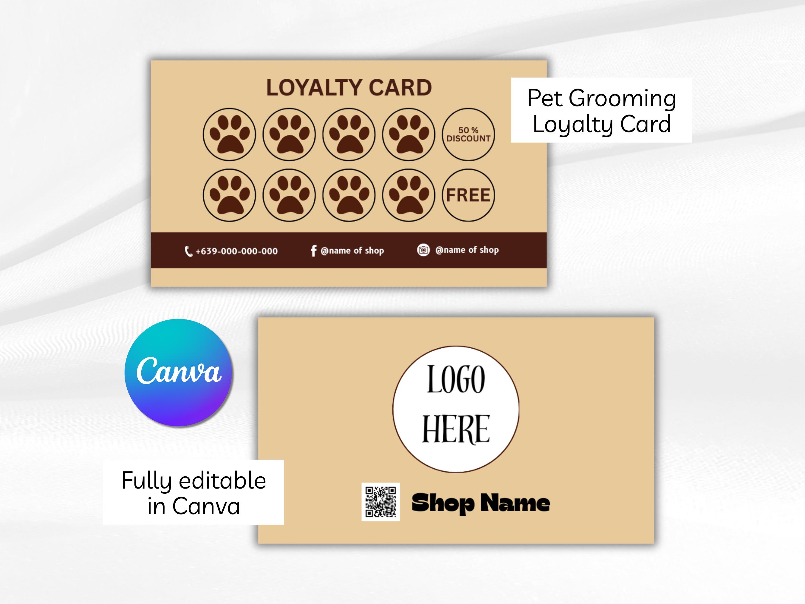 Pet Salon Loyalty Card Template: DIY Dog Grooming Business (canva) - Etsy