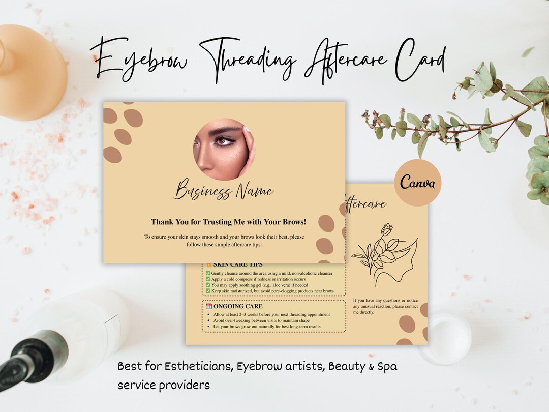Eyebrow Threading Aftercare Card, Editable Aftercare Card Canva ...