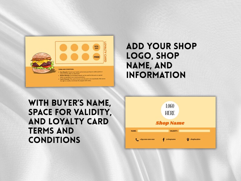 Burger Loyalty Card Canva Template, Editable Food Business (digital ...