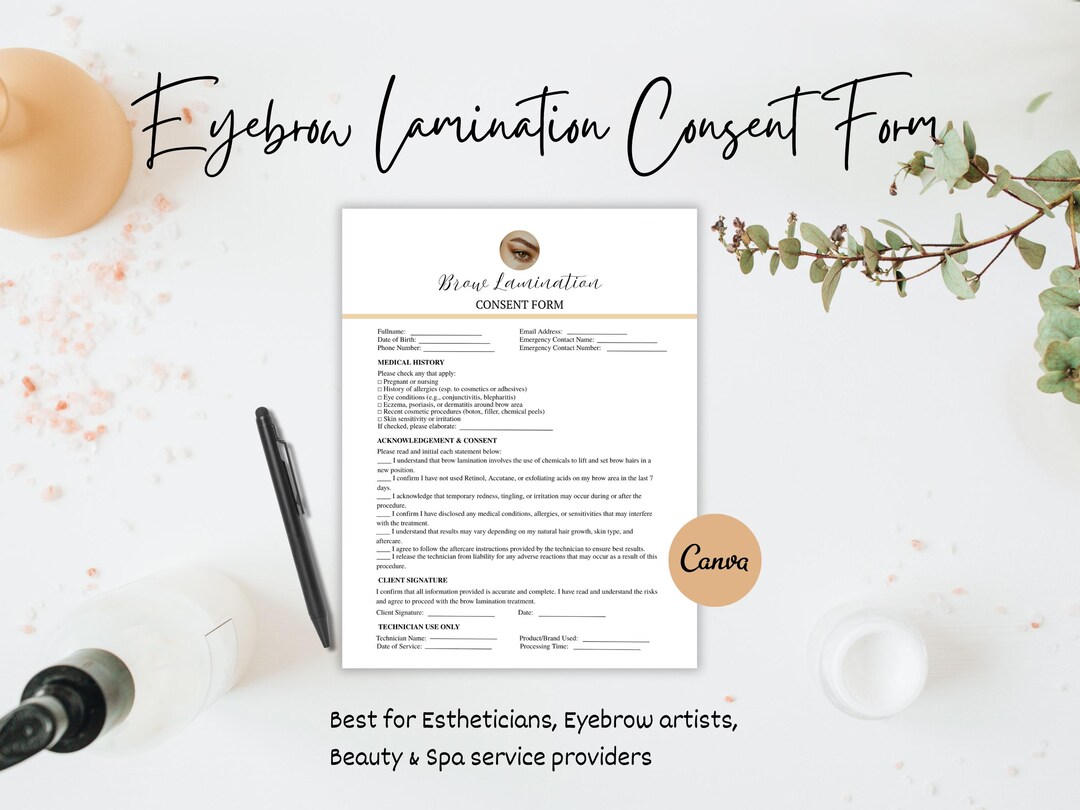 Editable Eyebrow Lamination Consent Form, Professional Consent Template ...