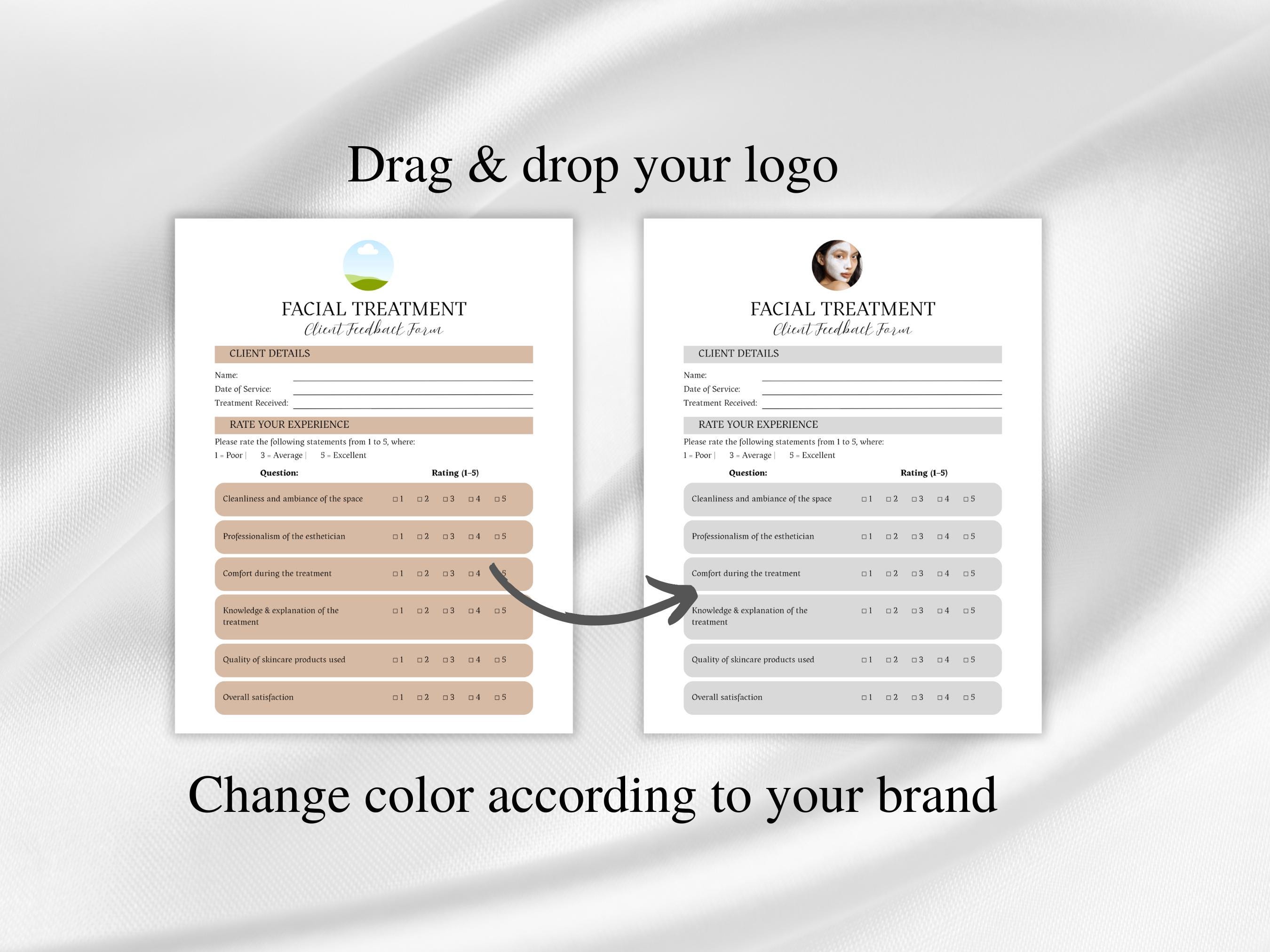 Editable Facial Treatment Feedback Form, Professional Facial Feedback ...