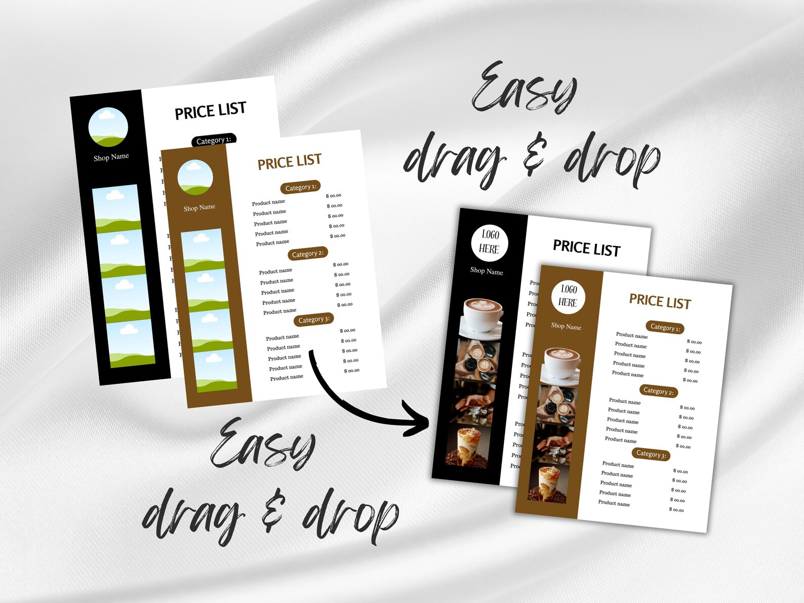 Coffee Shop Editable Menu Price List Canva Template, Scan to Pay ...
