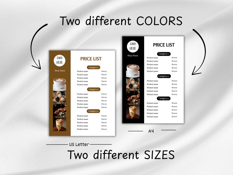 Coffee Shop Editable Menu Price List Canva Template, Scan to Pay ...