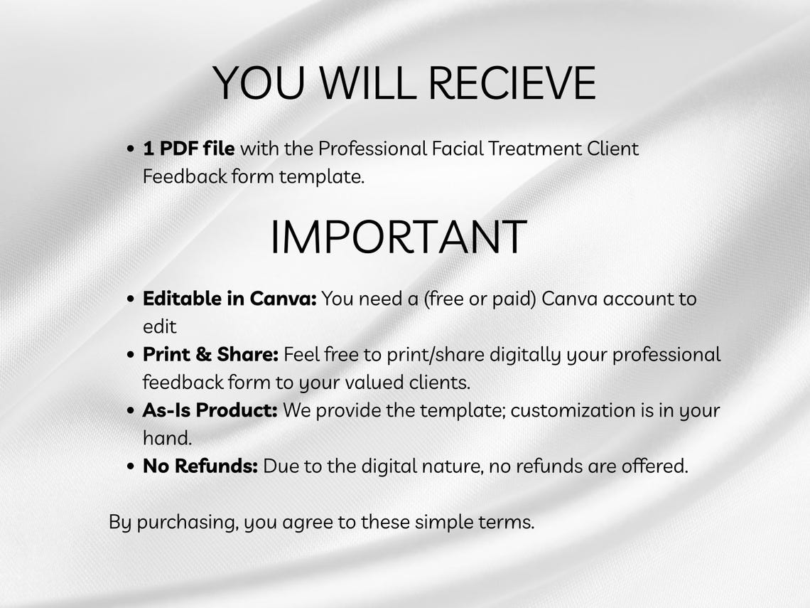 Editable Facial Treatment Feedback Form, Professional Facial Feedback ...
