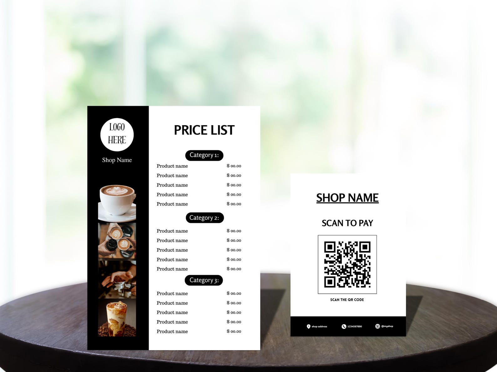 Coffee Shop Editable Menu Price List Canva Template, Scan to Pay ...