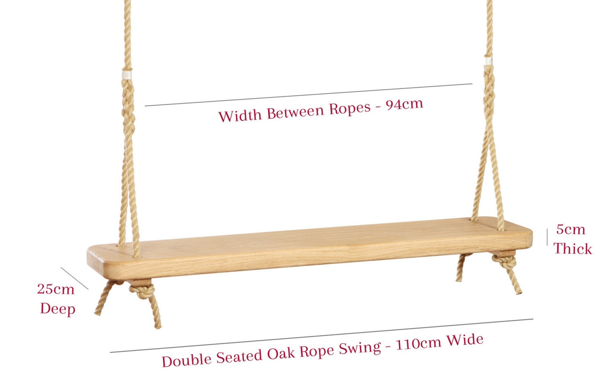 Two Seat Solid Oak Rope Swing Traditional Tree Swing for the Garden - Etsy