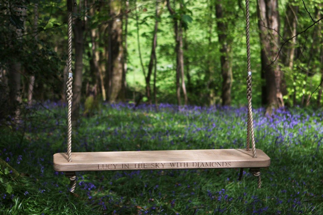 Two Seat Solid Oak Rope Swing Traditional Tree Swing for the Garden - Etsy