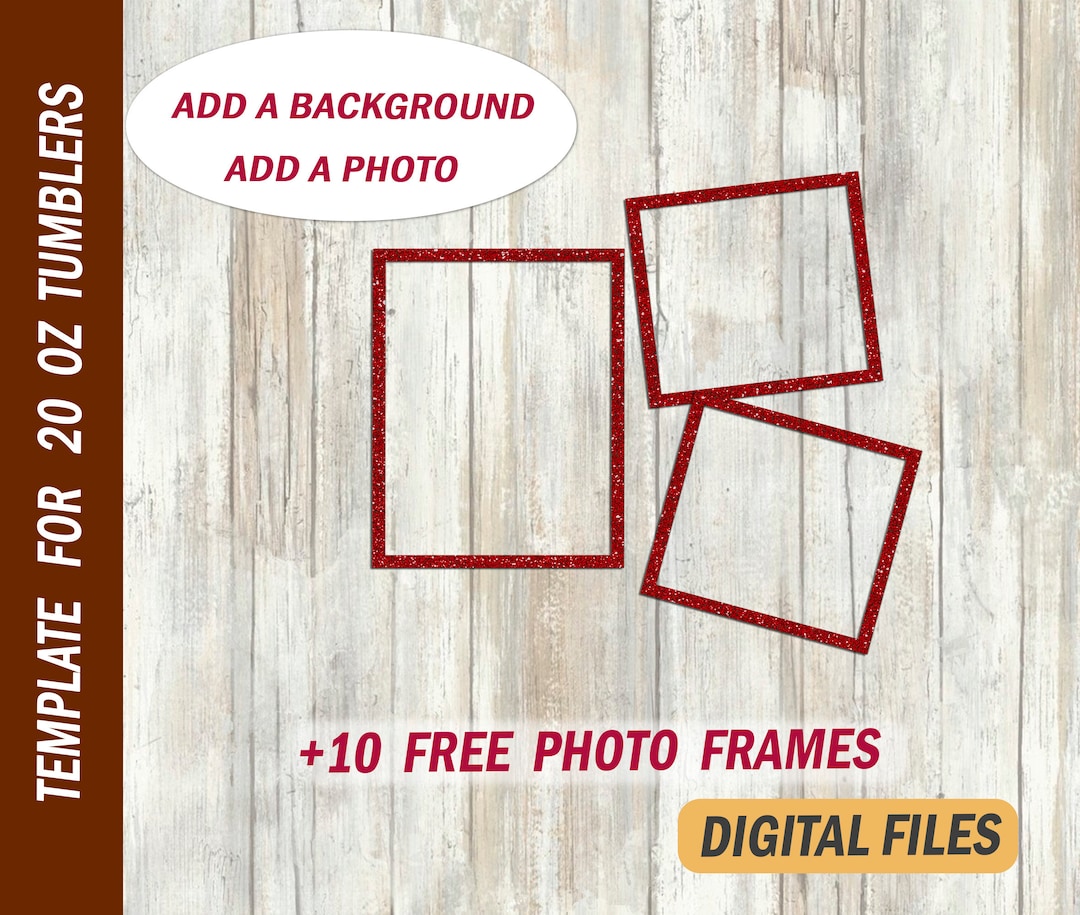 Red Glitter Photo Frame Clipart Template for Tumblers Png File for 20 ...