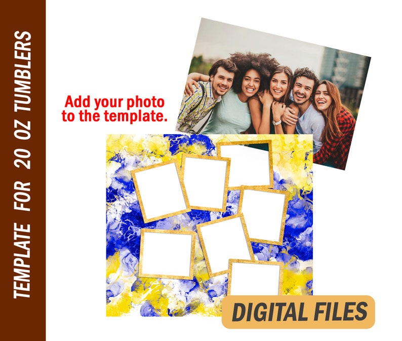Yellow and Blue Tumbler Wrap Png File for Sublimation Designs Seamless ...