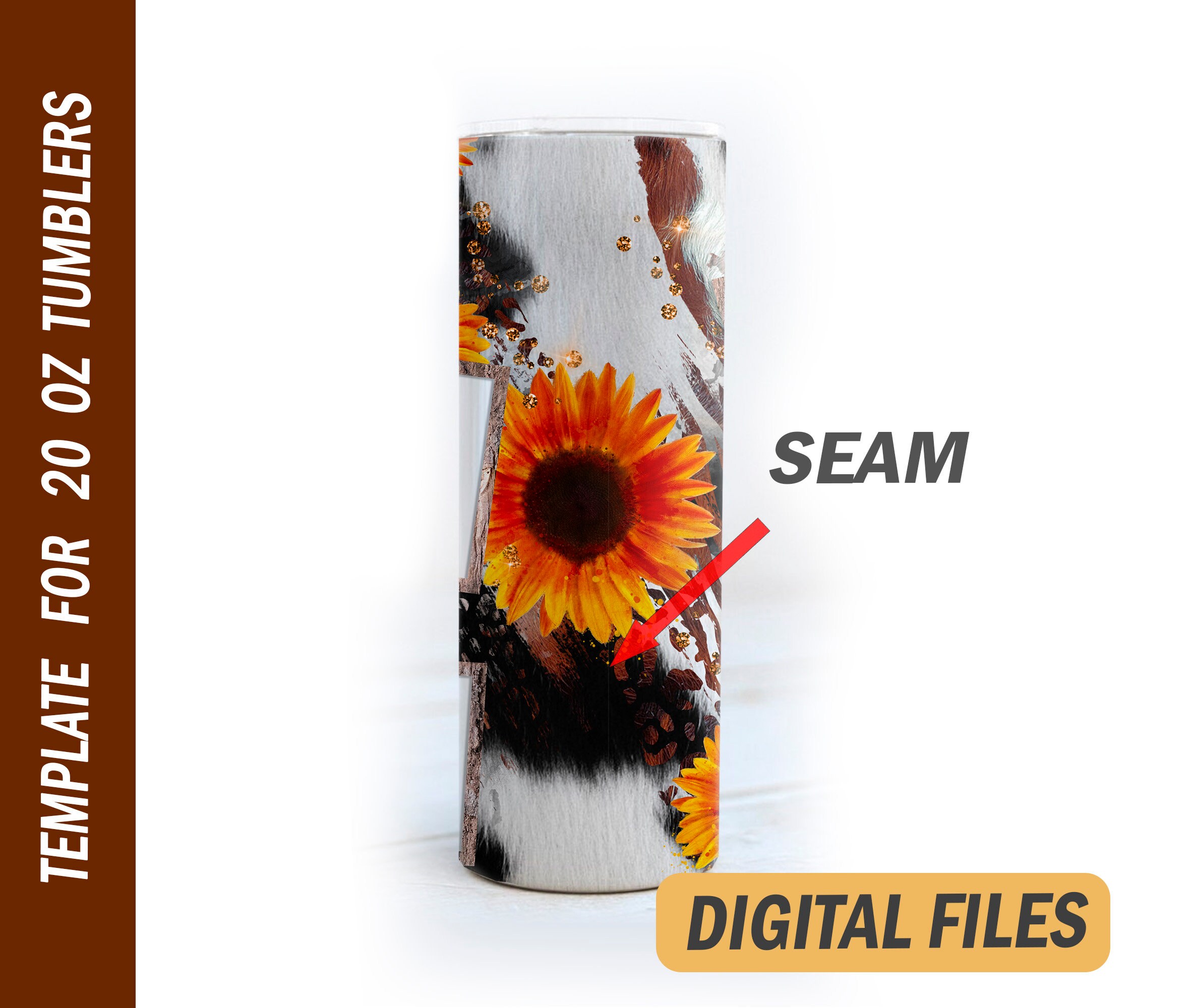 Sunflower Tumbler With 7 Photo Frames Png File Sublimation Design Cow ...
