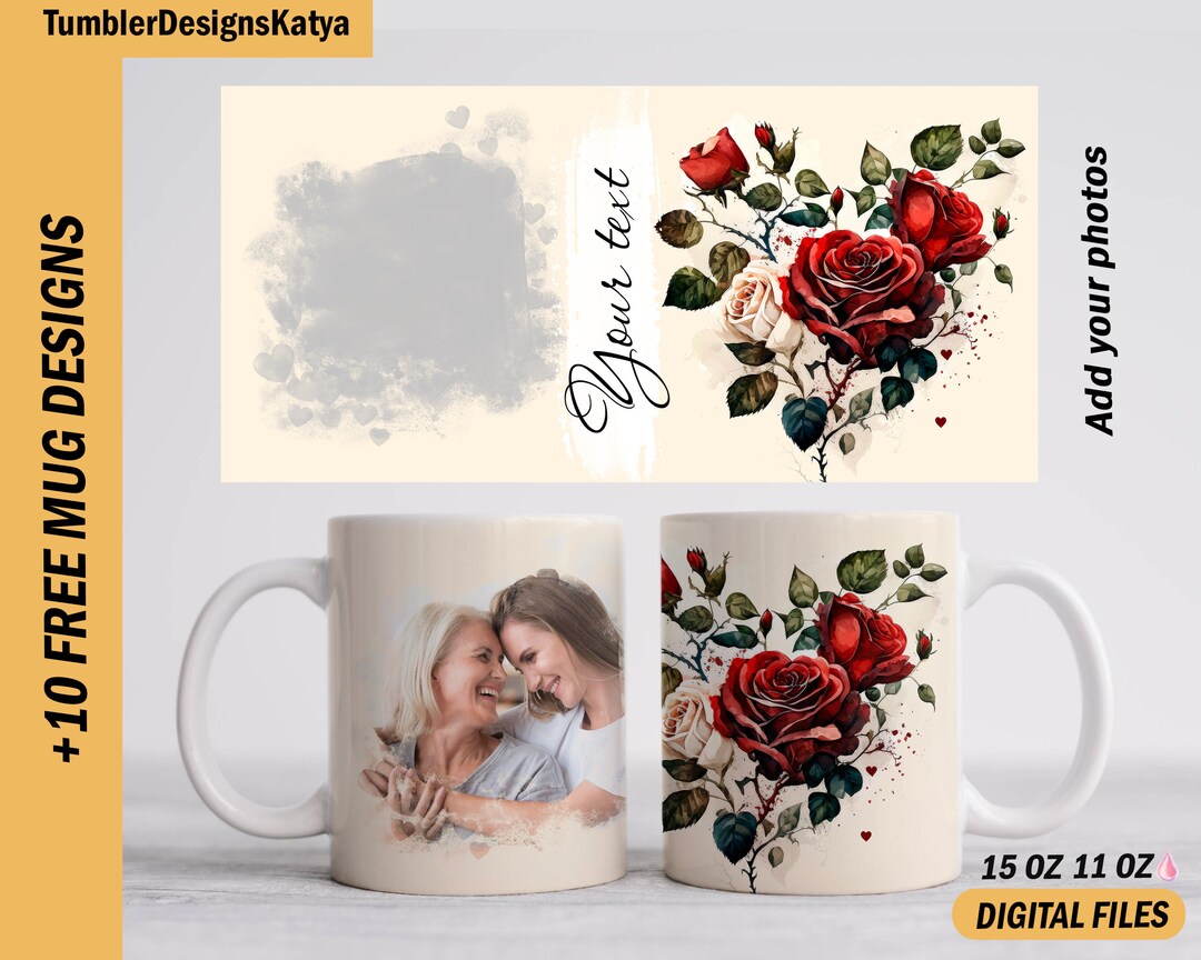 Name Mug Sublimation Design With 1 Photo Frame Mother’s Day Mug ...