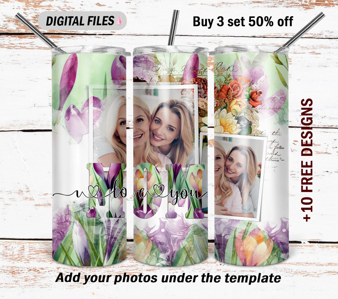 Pink Tumbler Design for 2 Photo Picture Tumbler Wrap With 2 Frames Name ...
