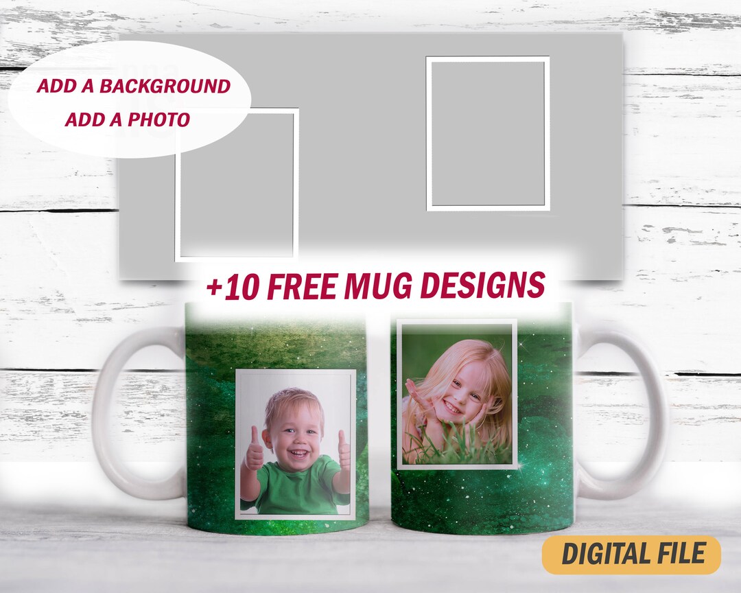 Photo Frame Clipart Image Template for 15oz and 11oz Mugs 2 Frames Png ...