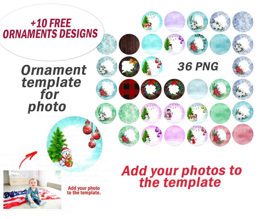 Photo Ornament Template Bundle Png File for Sublimation Designs ...