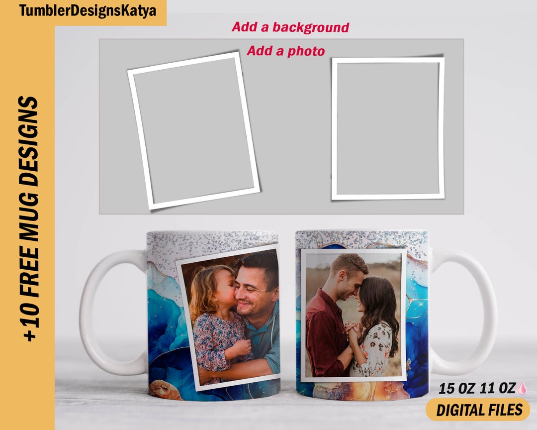 2 Photo Frame Clipart Template for Mugs Png File for 15 Oz and 11 Oz ...