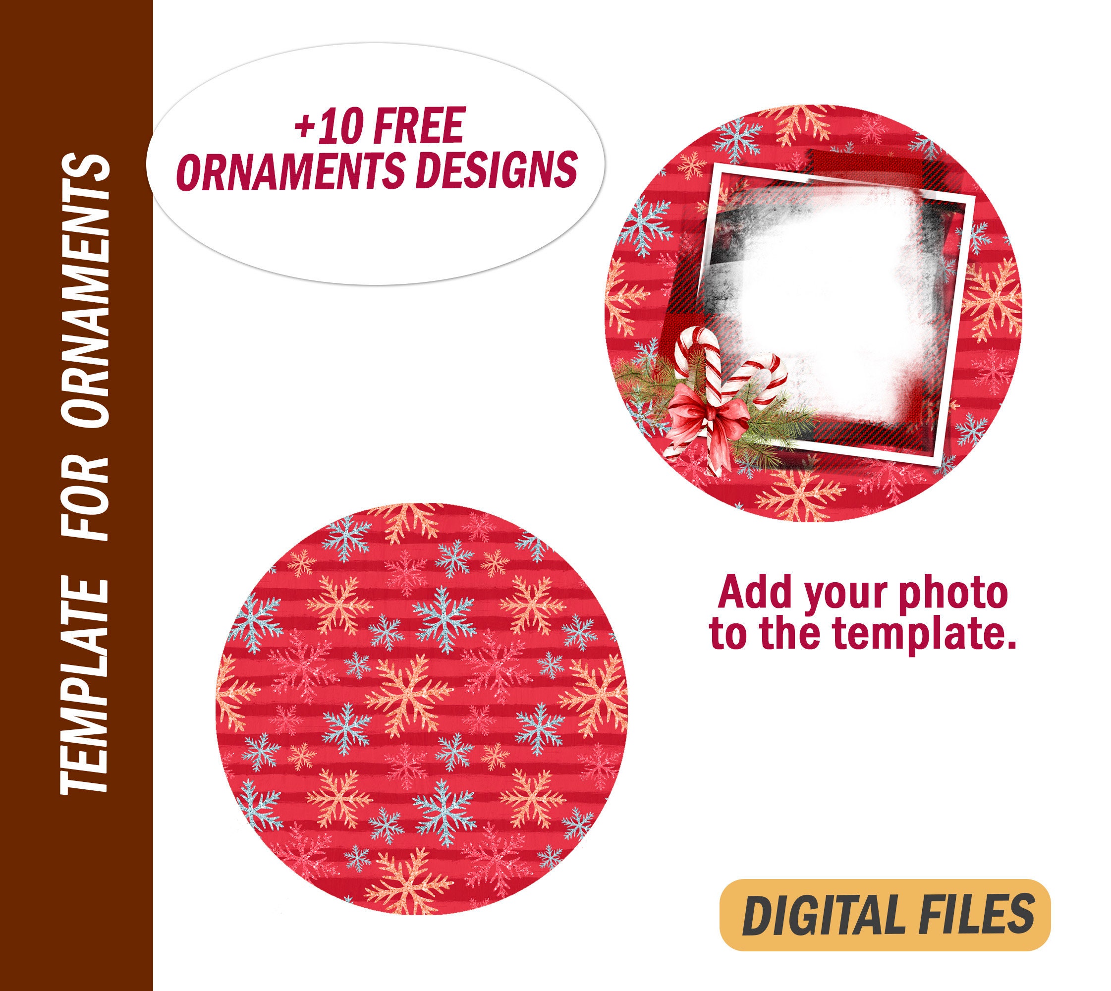 Snowflakes Ornament Template for 1 Photo Picture Photo - Etsy