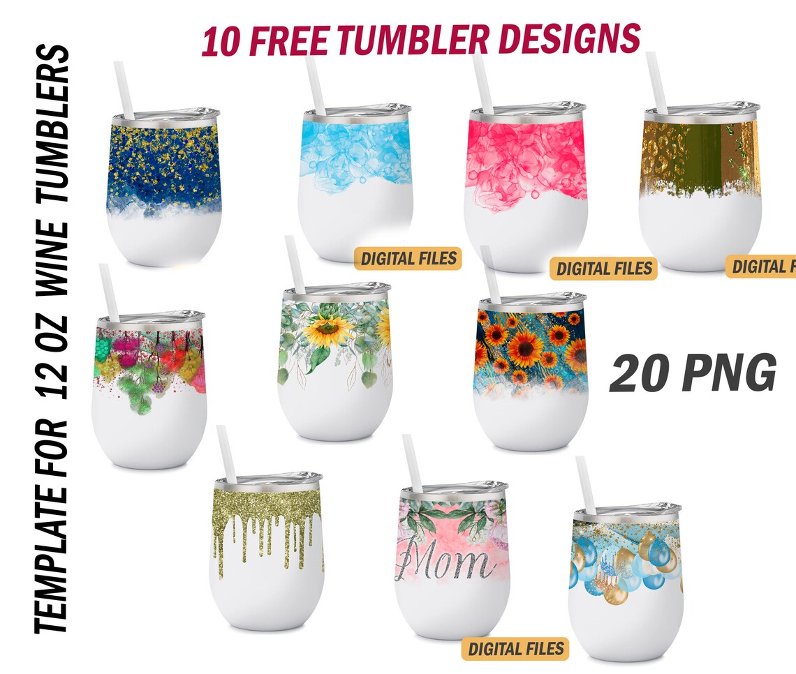 Wine Tumbler Png File for Sublimation Designs Gold Glitter - Etsy