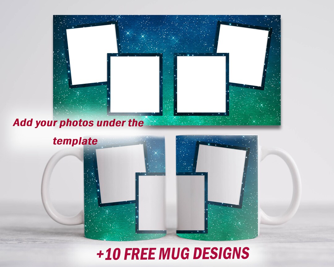 Photo Mug Template Sublimation Design for 15 Oz and 11 Oz Mug With 4 ...