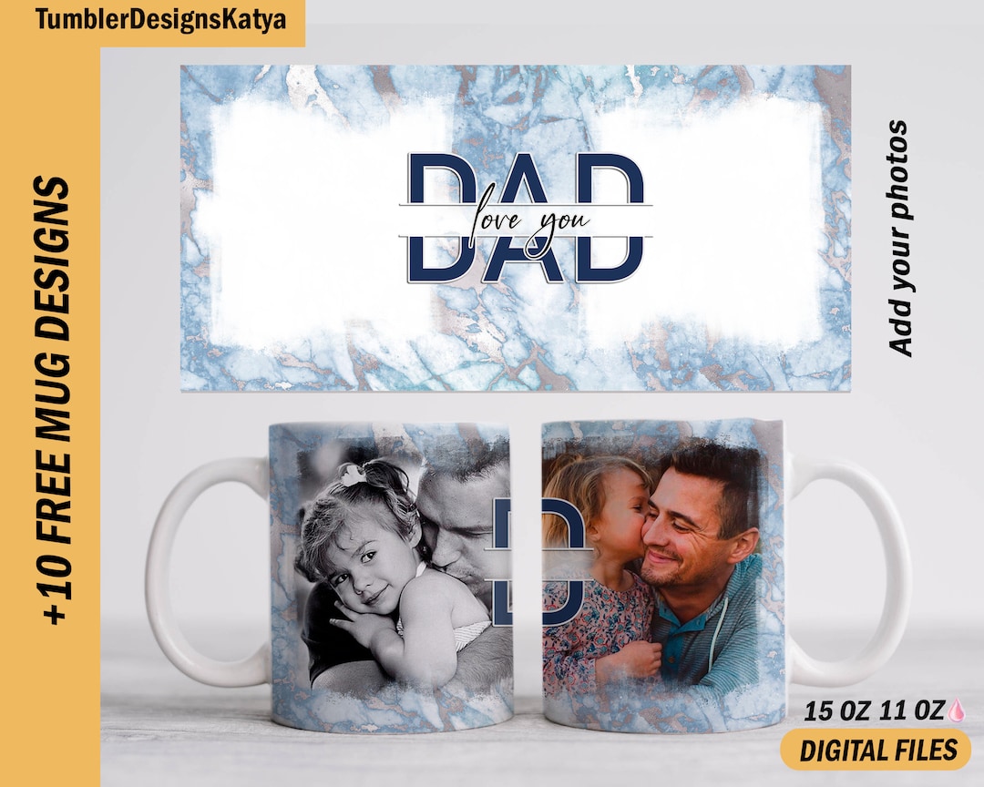 Personalised Mug Wrap With 2 Photo Frames Fathers Day Sublimation ...