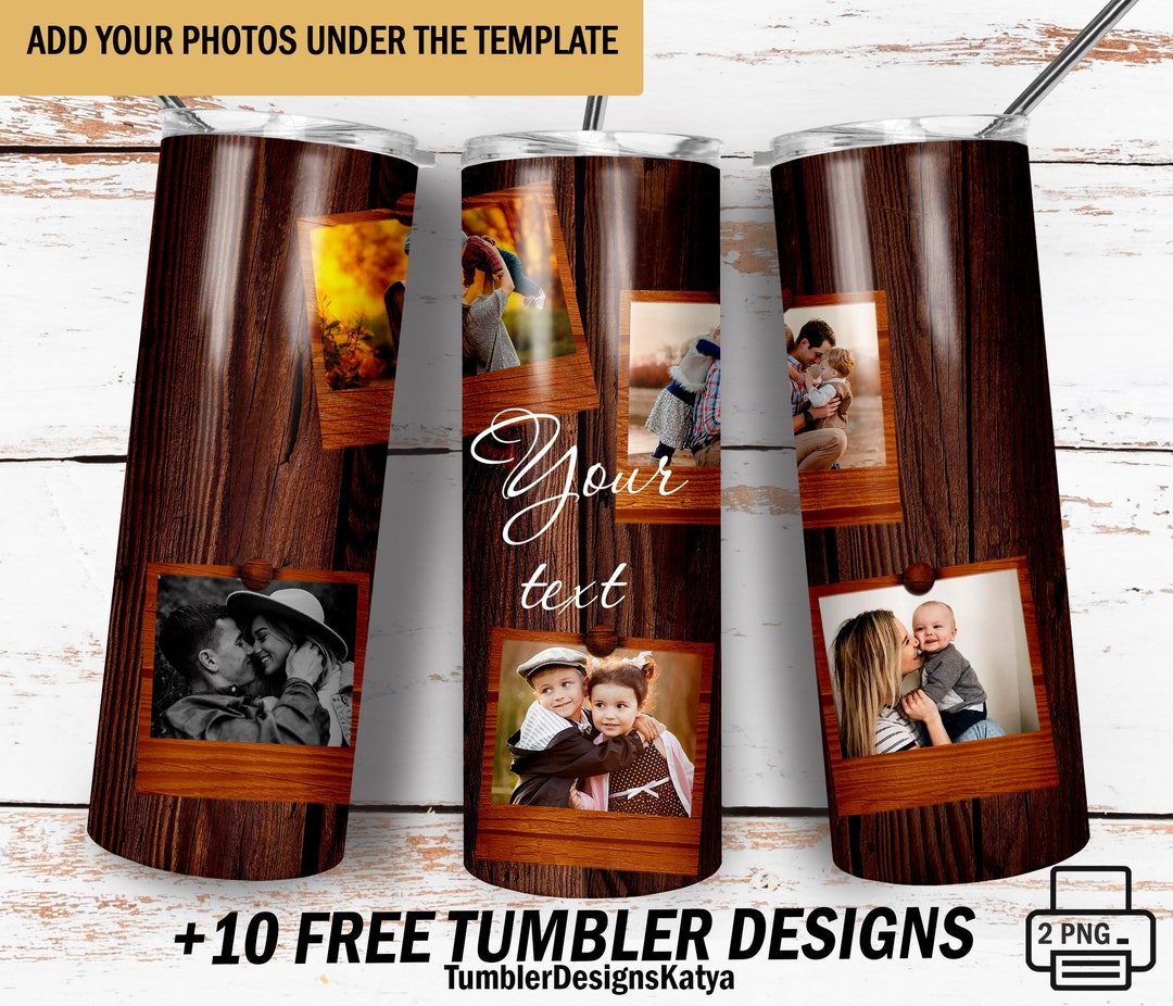 Frame Photo Tumbler Template With 5 Frames Picture Tumbler Wrap Brown ...