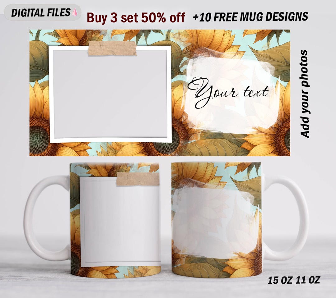 Image Mug Wrap Png File 1 Photo Frames Mug Template 15 Oz and 11 Oz ...