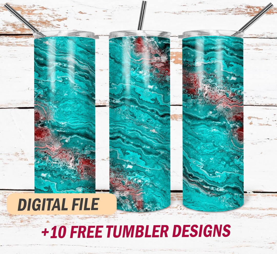 20 Oz Skinny Tumbler Design Turquoise Png File for Sublimation Designs ...
