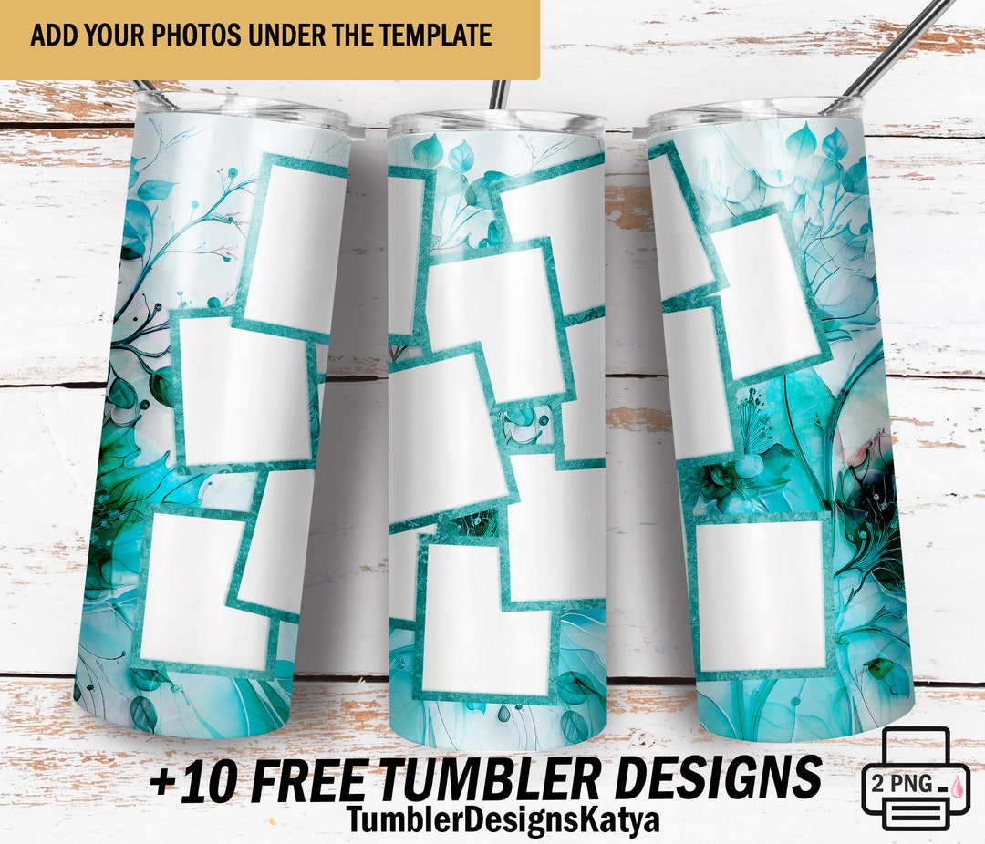 Tumbler Template for 12 Photo Frames Blue 20 Oz Tumbler for Mom Image ...