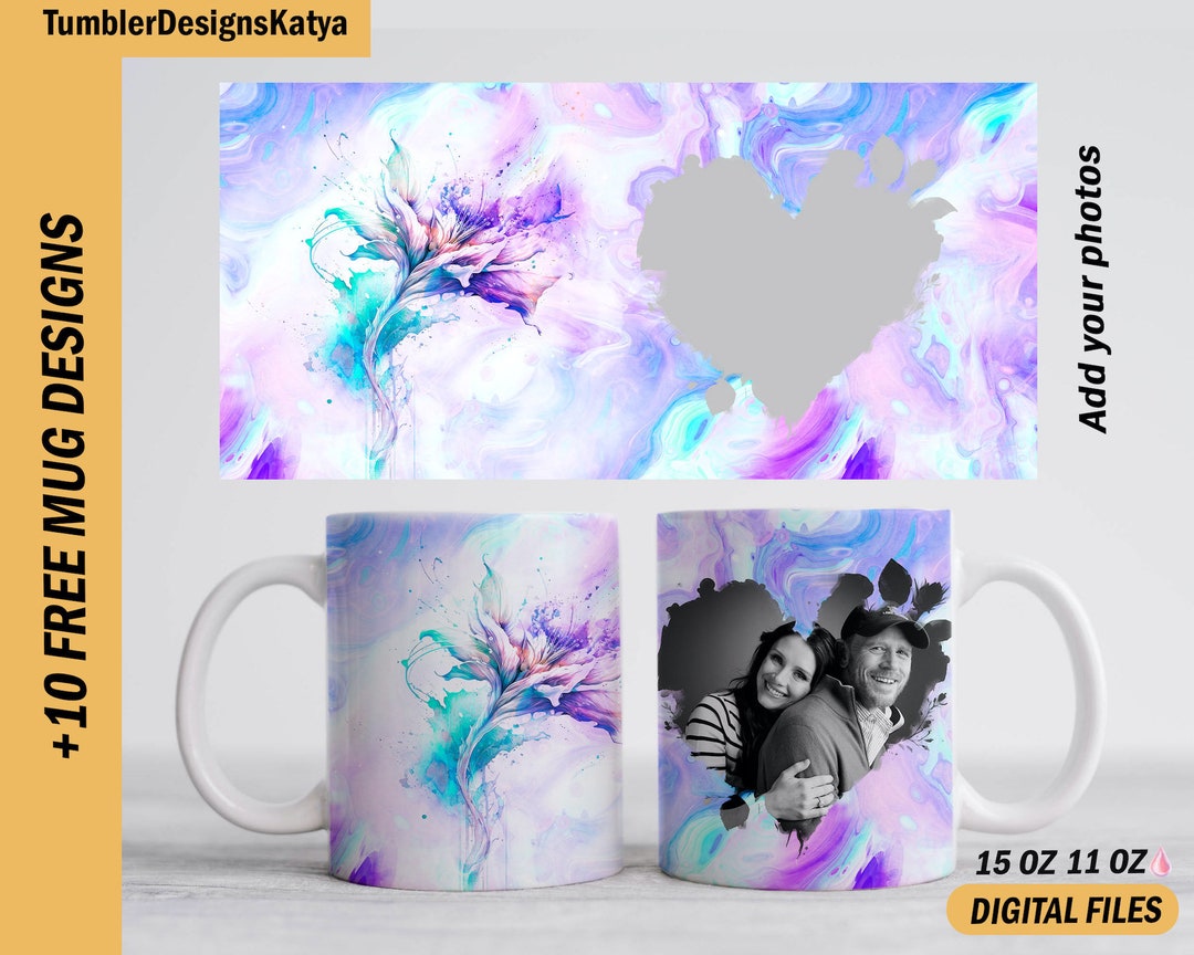 Custom Mug Wrap With 1 Photo Frame Png File for Sublimation Designs ...
