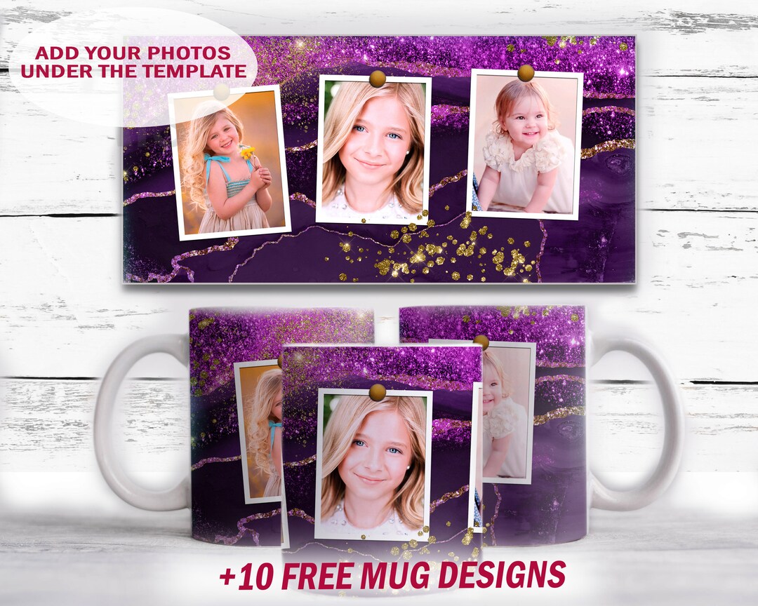 Sublimation Mugs Designs Downloads With 3 Photo Pictures Purple Mug ...