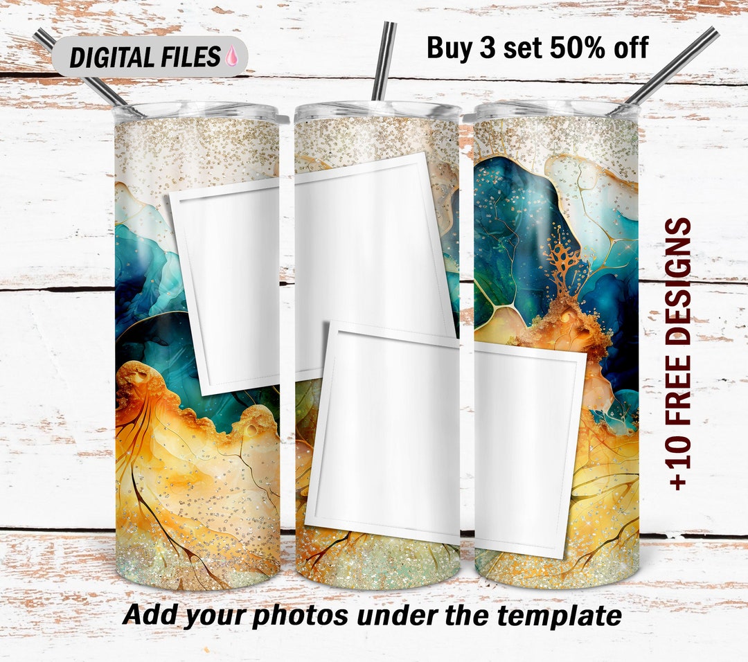 Picture Tumbler Wrap With 2 Photo Frames Png File Sublimation Design ...