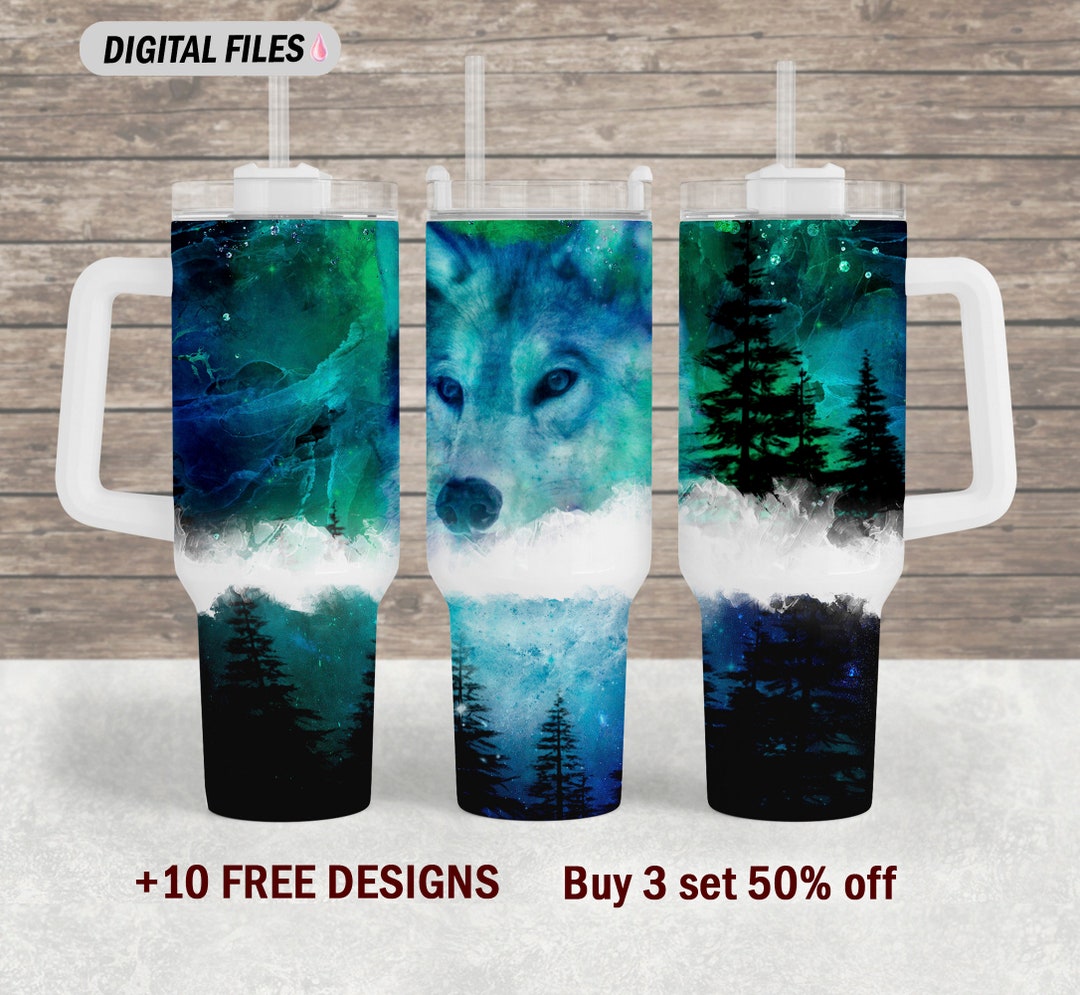 Wolf 40 Oz Tumbler Wrap Png File for Sublimation Design 40 Oz Quencher ...