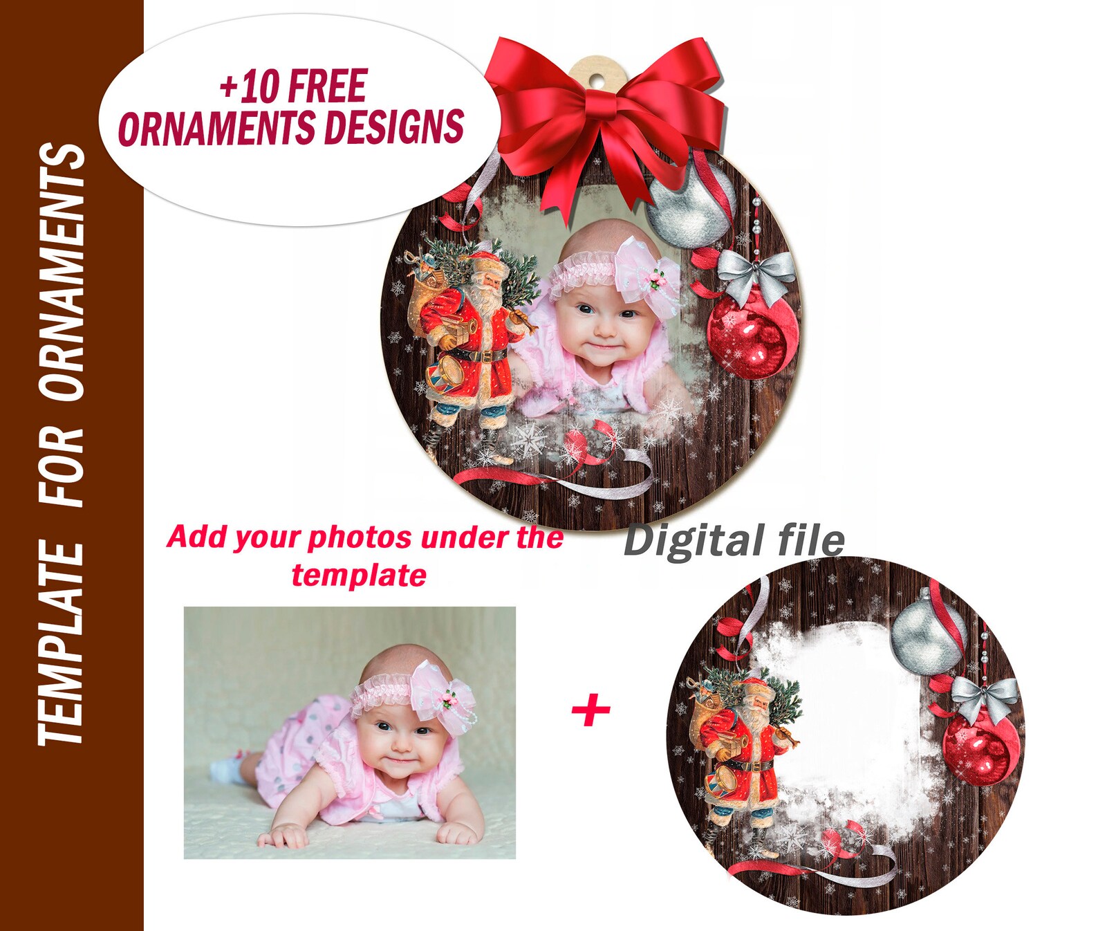 Christmas Ornament Template With Photo Picture Santa - Etsy