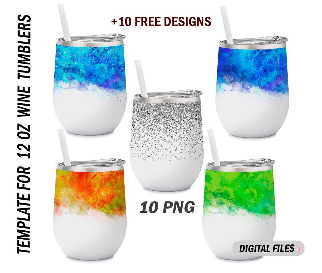 Wine Tumbler Designs Bundle Png File for Sublimation Design Alcohol Ink ...