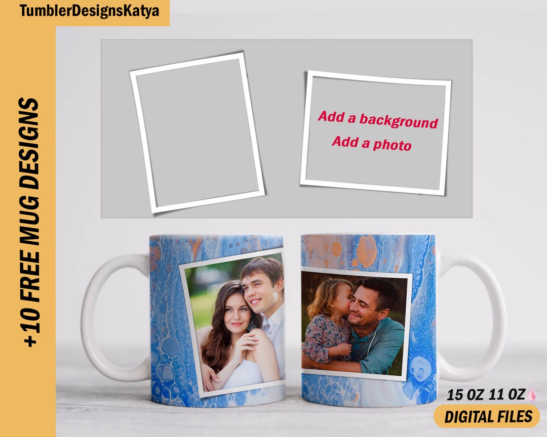 2 Photo Frame Clipart Template for Mugs Png File for 15 Oz and 11 Oz ...