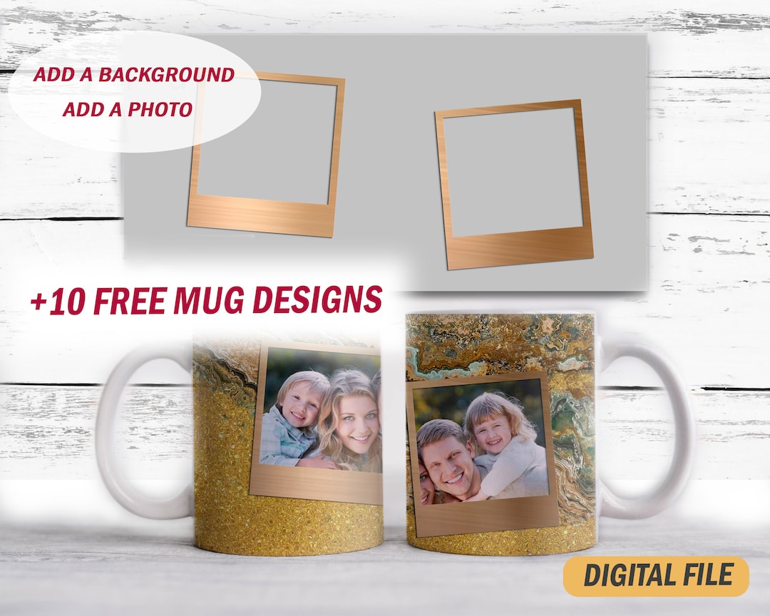 2 Photo Frame Mug Template Photo Frame Clipart for 15 Oz and 11 Oz Mug ...