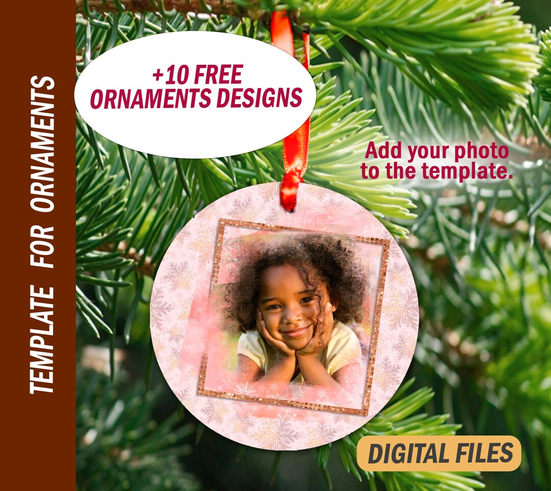 Christmas Ornament Template for 1 Photo Picture Photo Ornament Png File ...