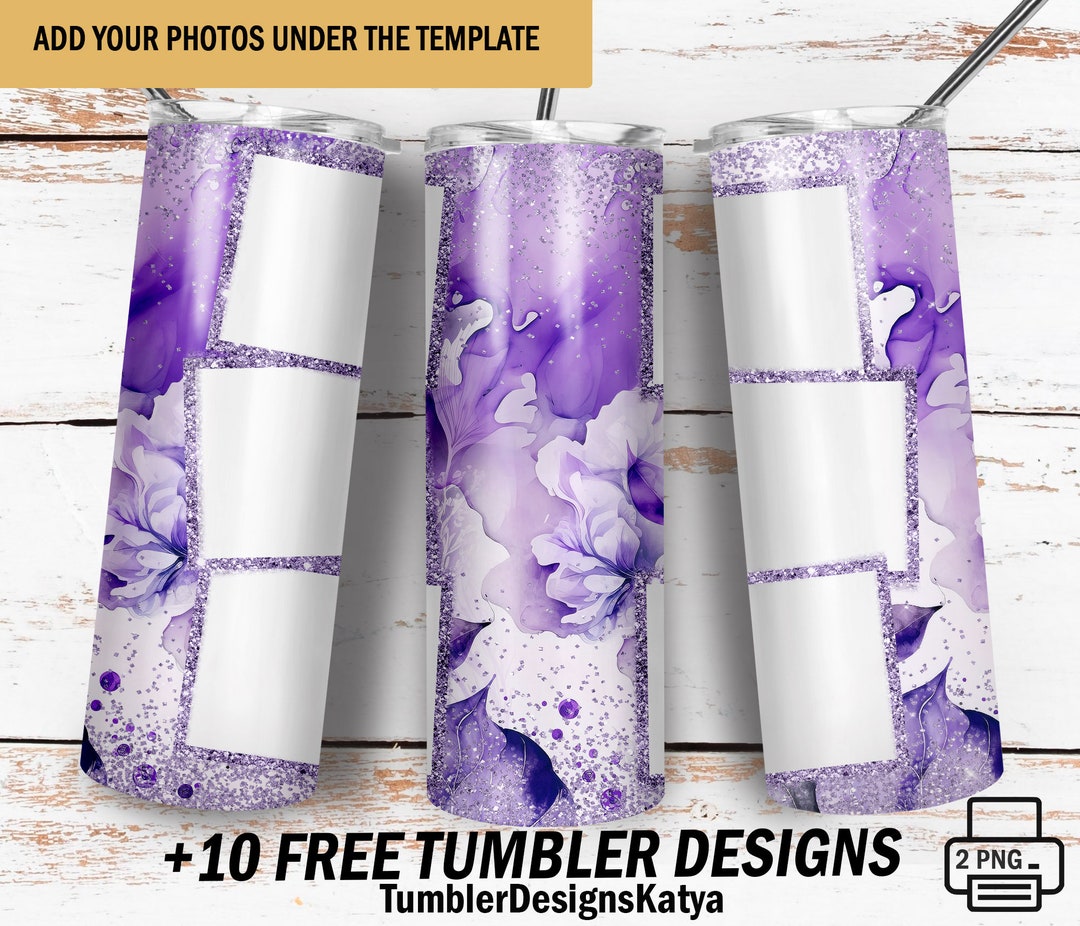 Photo Tumbler Template With 6 Frames Purple 20 Oz Tumbler for Mom ...