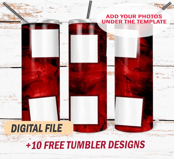 Red Tumbler Template With 6 Photo Pictures Png File for - Etsy