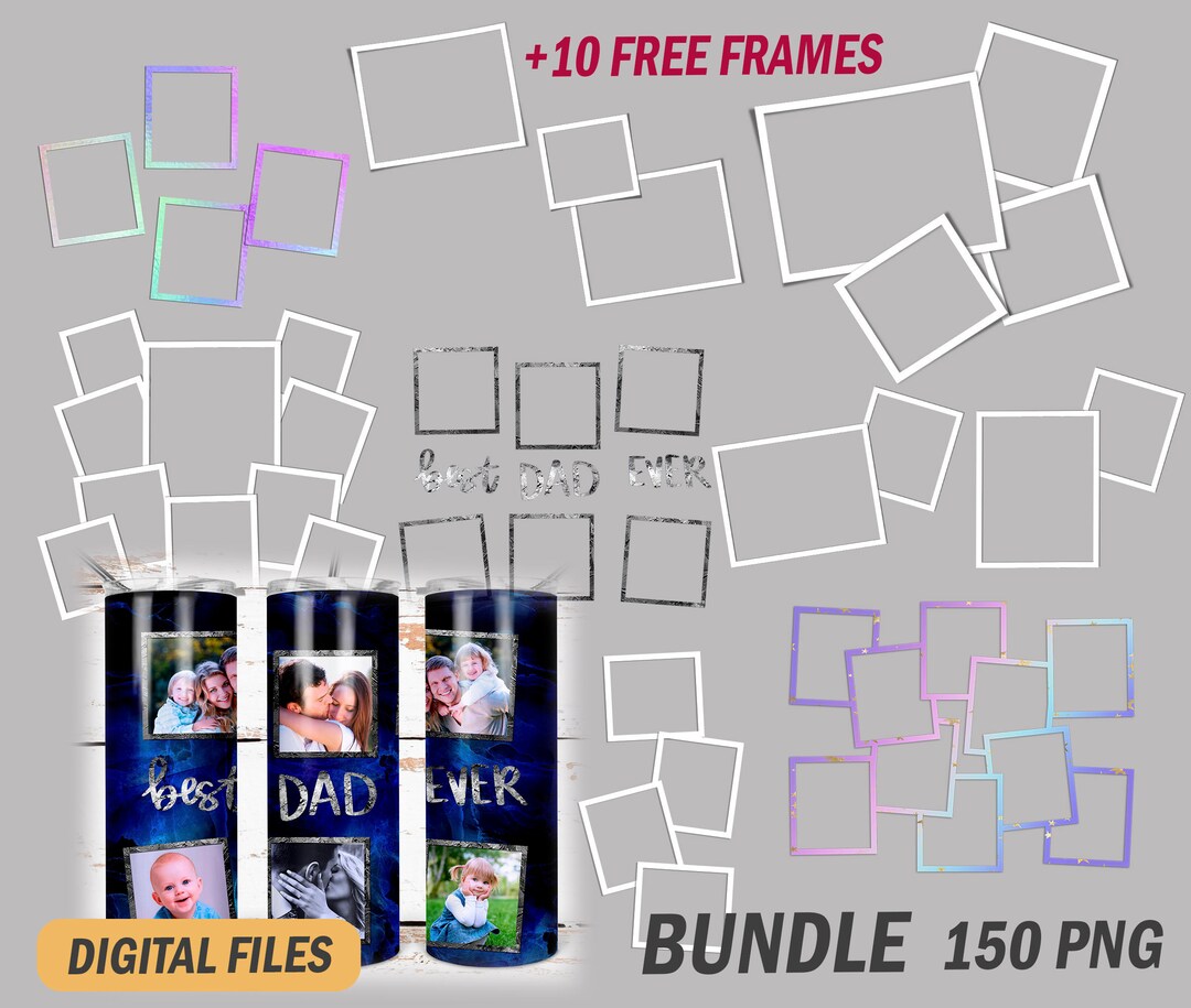 Photo Frame Clipart Bundle Png File for 20 Oz Skinny Tumblers Designs ...