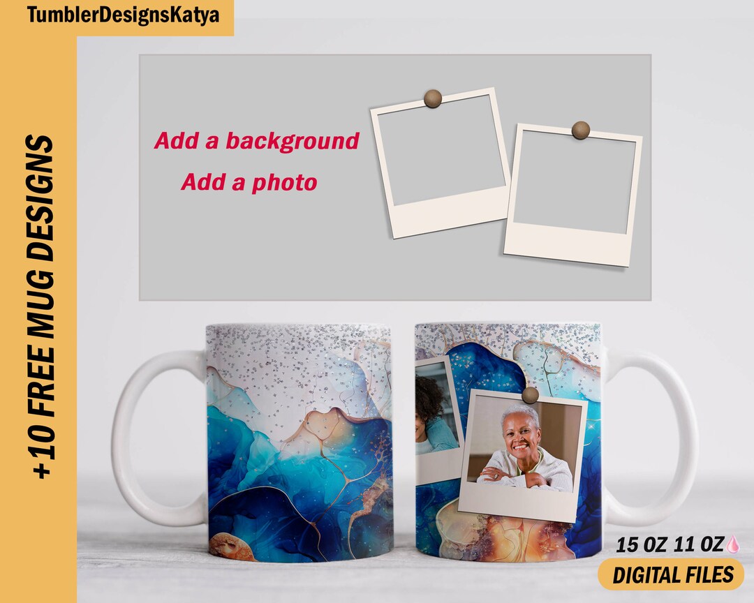 2 Photo Frame Clipart Template for Mugs Png File for 15 Oz and 11 Oz ...