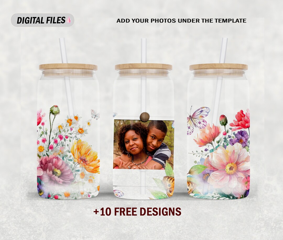 16 Oz Glass Sublimation Designs With 1 Photo Frame 16 Oz Libbey Glass ...