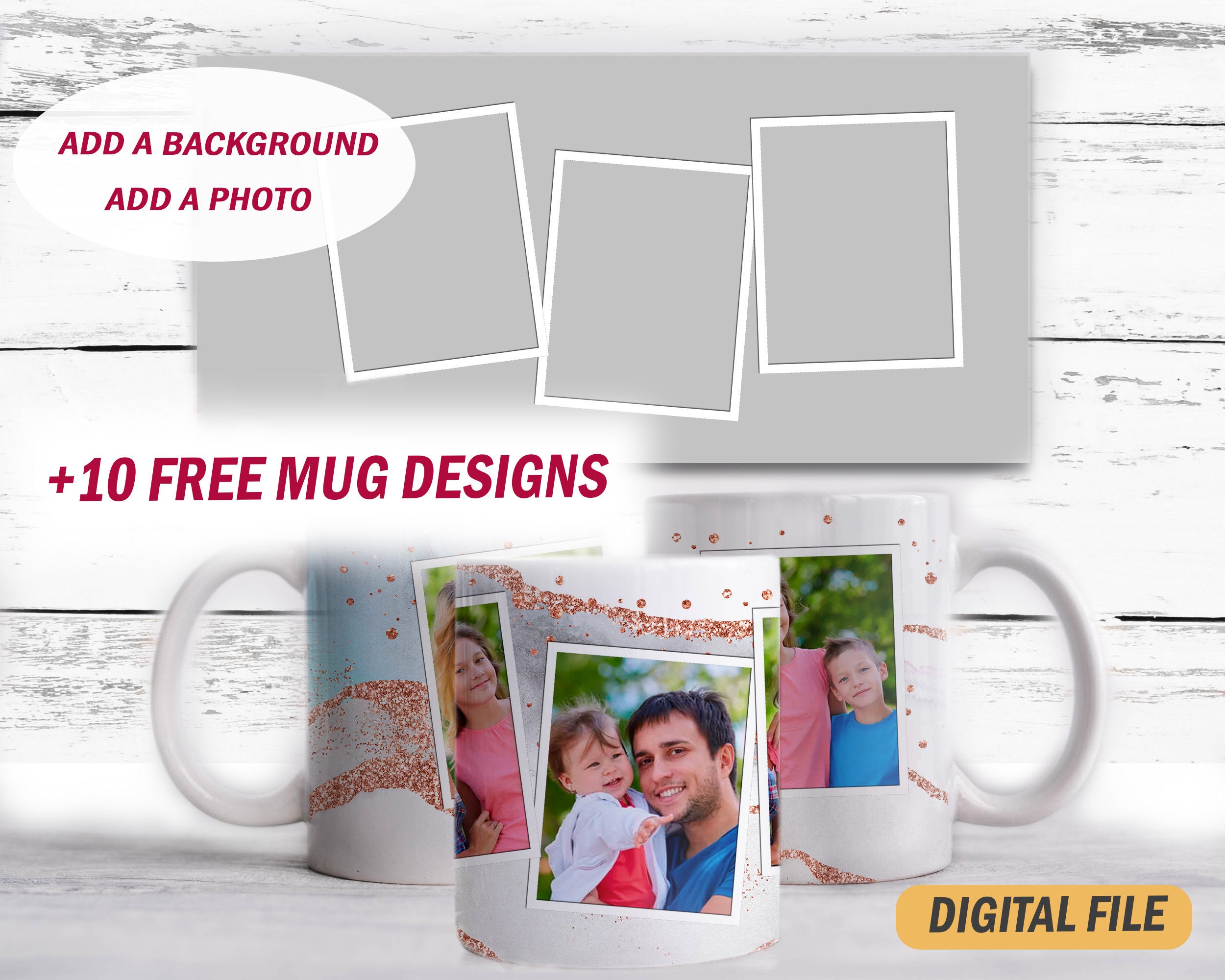 Photo Frame Clipart Template for Mugs for 15 Oz and 11 Oz Mugs - Etsy ...