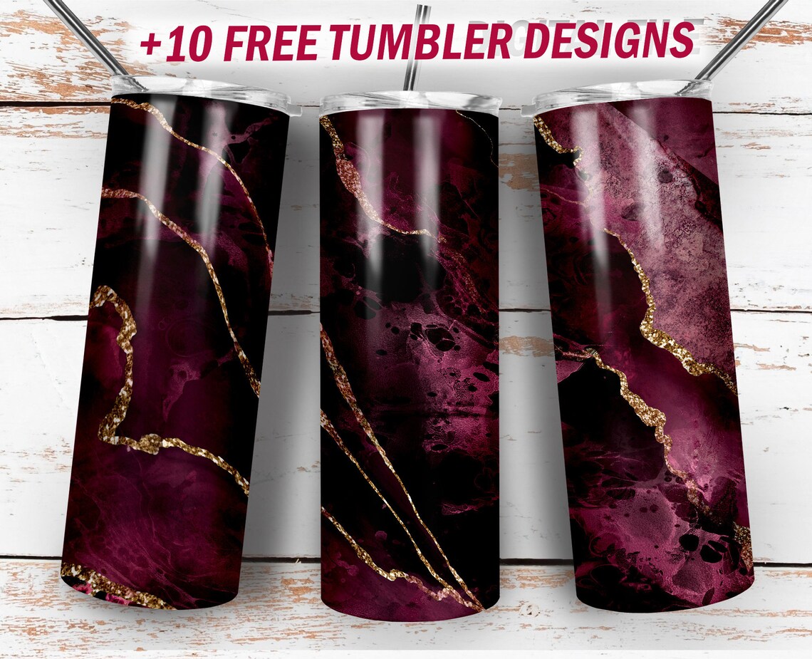 Maroon Tumbler Png Files for Sublimation Designs Marble 20 Oz Skinny ...