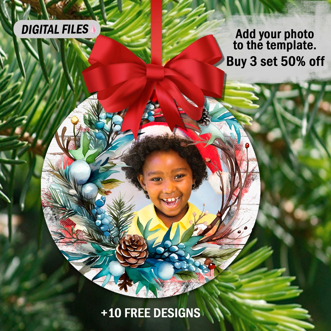 Christmas Picture Ornament Png Photo Frame Round Ornament Template for ...