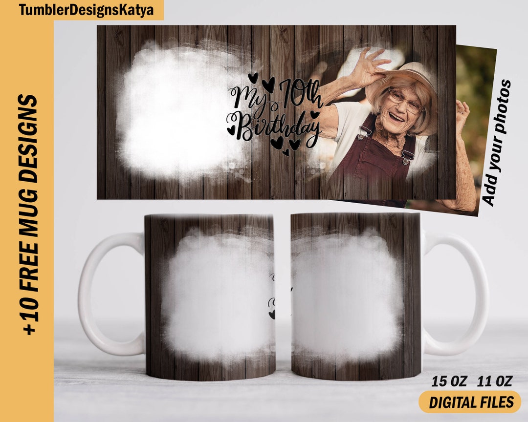 Photo Template Mug for 15 Oz and 11 Oz Wood Mug Wrap With 2 Photo ...